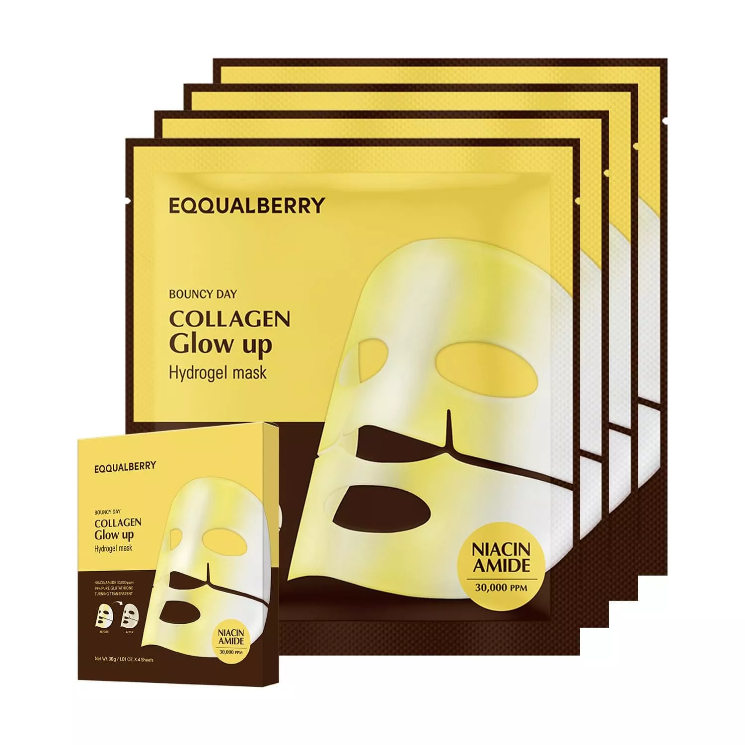 Wholesale EQQUALBERRY Collagen Glow Up Hydrogel Mask [4 Sheets] | Q-depot